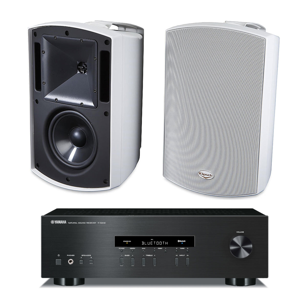 Klipsch AW-650 6.5" Outdoor Speakers Yamaha R-S202 Receiver