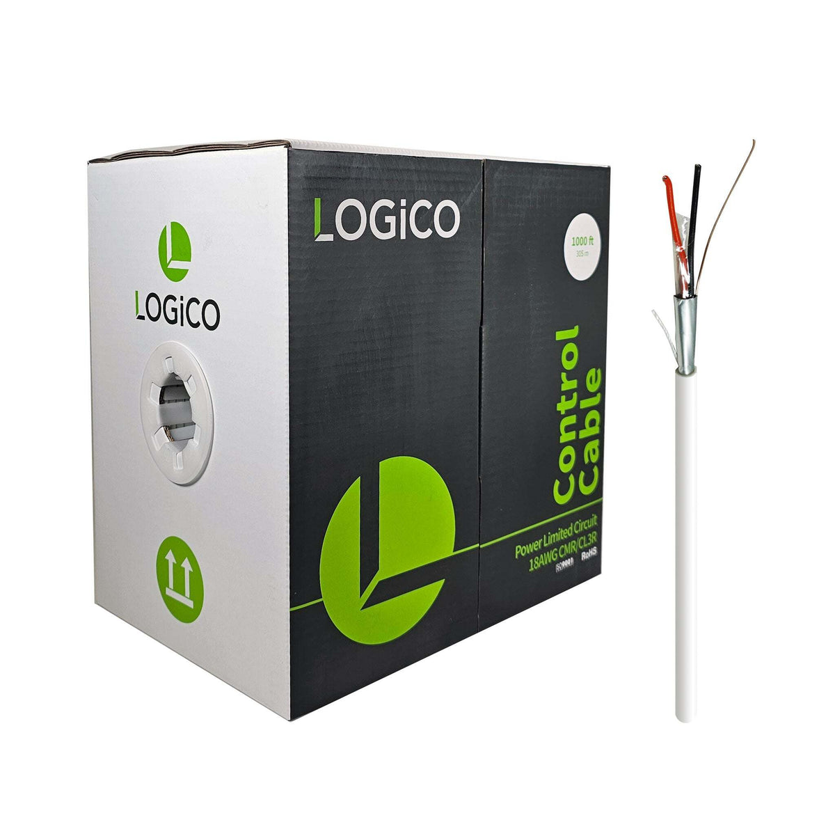Logico 18/2 Low Voltage Bare Copper Wire Cable 1000FT