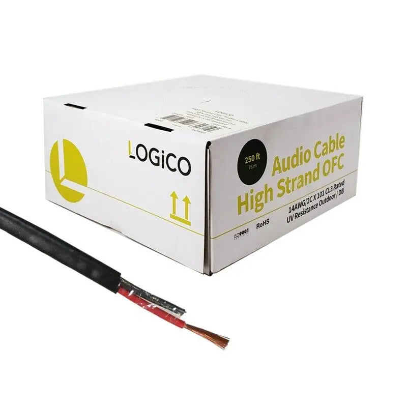 Logico Audio Cable Wire 14/2 AWG Outdoor Direct Burial Black