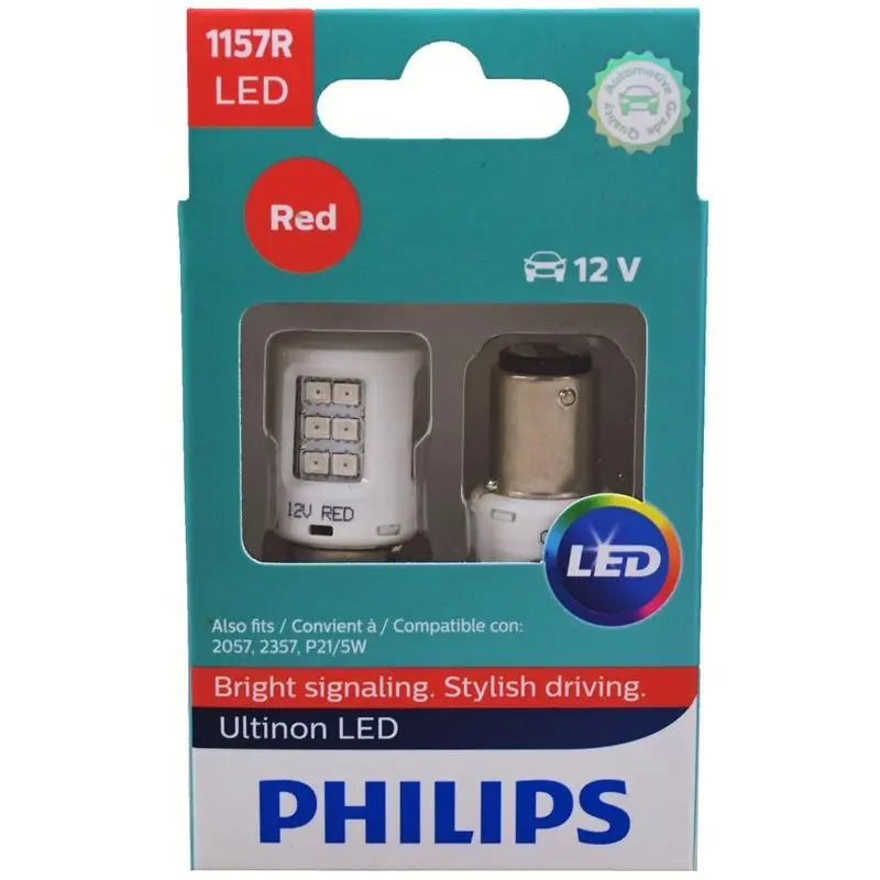Philips 1157 LED Vision 2W 12V Red Stop/Tail Light Bulb (pair)