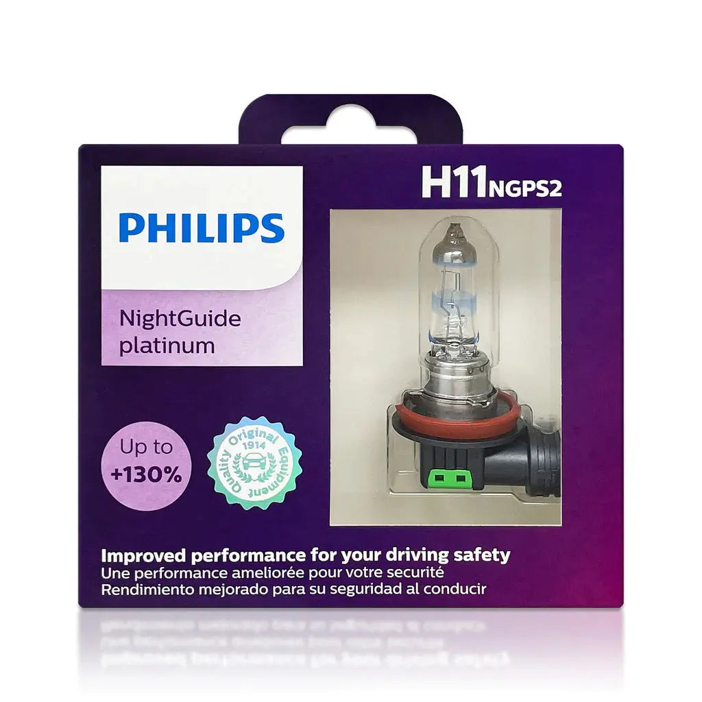 Philips 12362NGPS2 H11 NightGuide Platinum 55W 12V Halogen Car Headlig