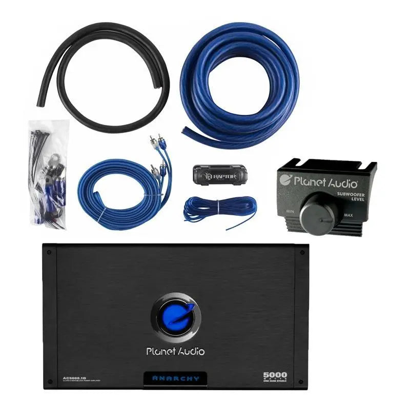 Planet Audio AC5000.1D 5000W Monoblock Amplifier + Amp Kit