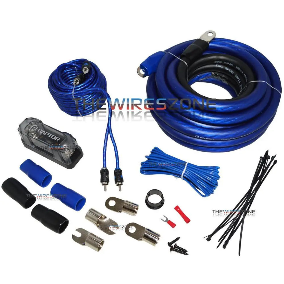 Raptor R4AK0 2400W 1/0 Gauge Amplifier Kit with RCA Cable