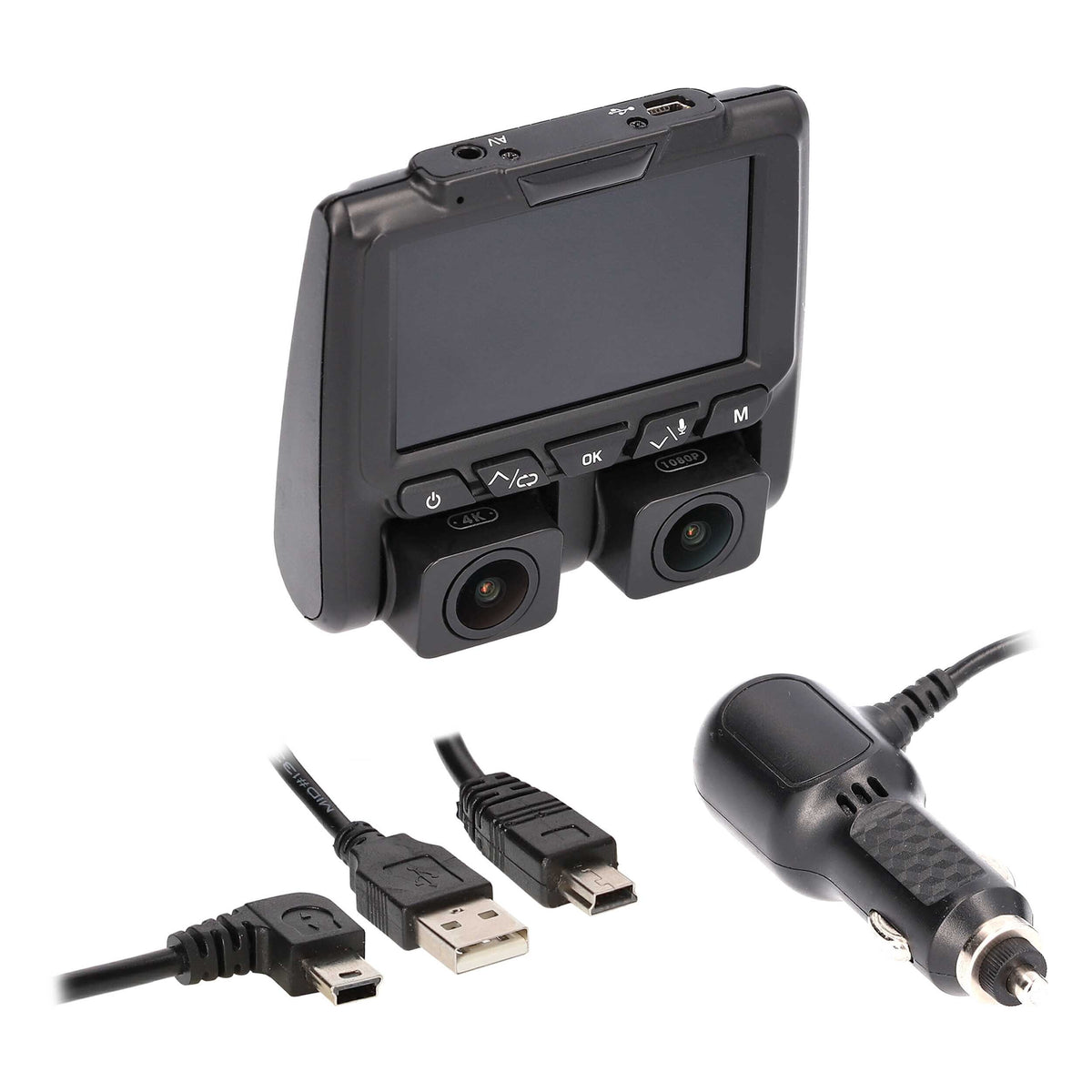 iBeam TE-DVR-DL4K Universal 4K Dual-View Dash Camera With DVR & 3" Vie