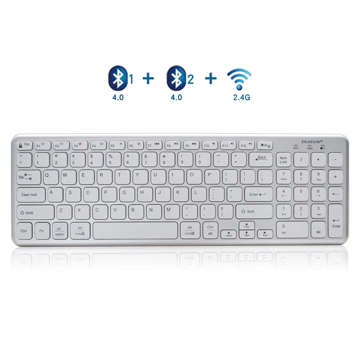 Wireless Bluetooth 4.0 Keyboard Full Size Ultra-Slim Dual-Mode for Win